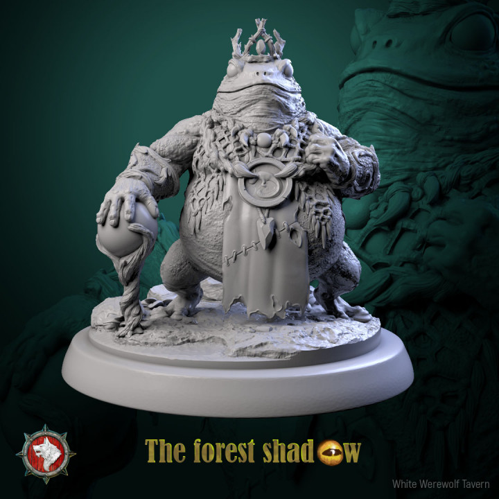 3D Printable Frog King heroic miniature pre-supported + dnd 5e stats ...