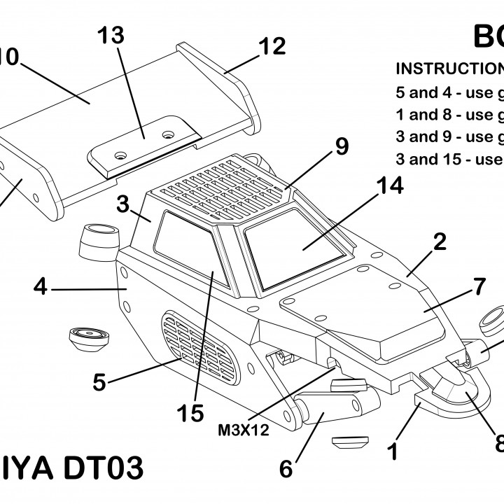 3D Printable Body for TAMIYA DT03 chassis. by Adam Walczak