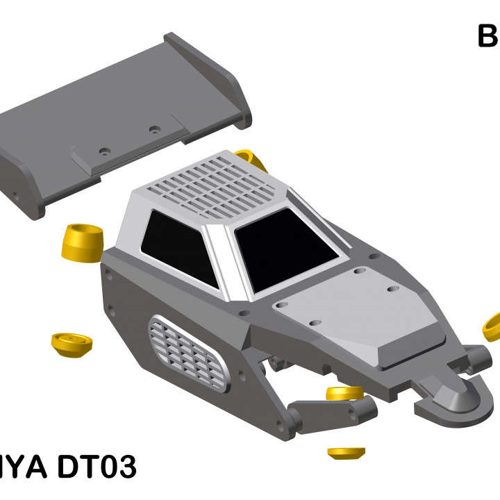 3D Printable Body for TAMIYA DT03 chassis. by Adam Walczak