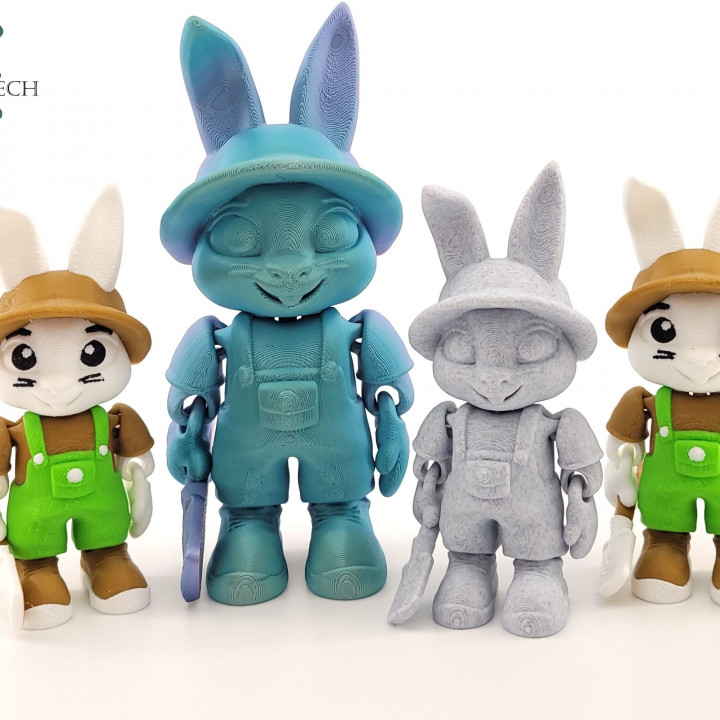 3D Printable Cobotech Articulated Bunny Farmer by Cobotech by Cobotech
