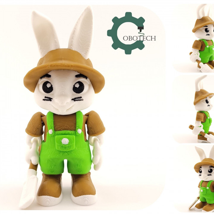 3D Printable Cobotech Articulated Bunny Farmer by Cobotech by Cobotech