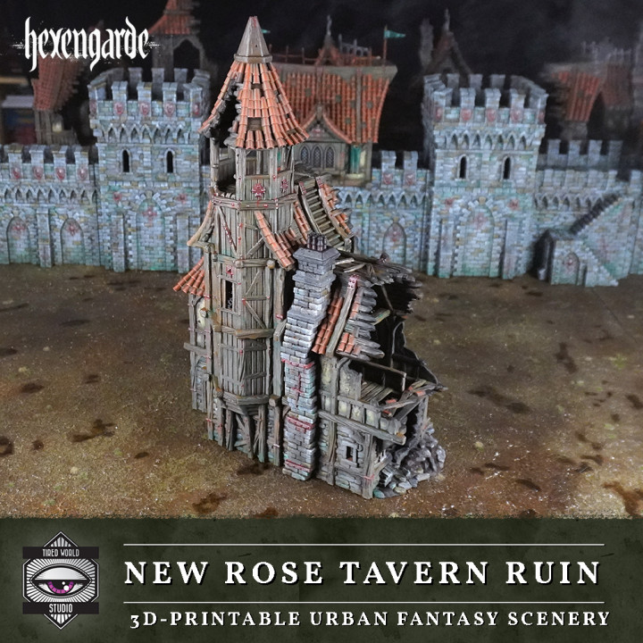 3D Printable New Rose Tavern Ruin by Tired World Studio