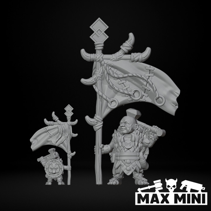 3D Printable Halfling Merc Cubs Command by Max Mini