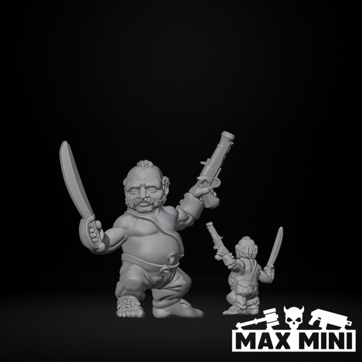 3D Printable Halfling Merc Pirates by Max Mini