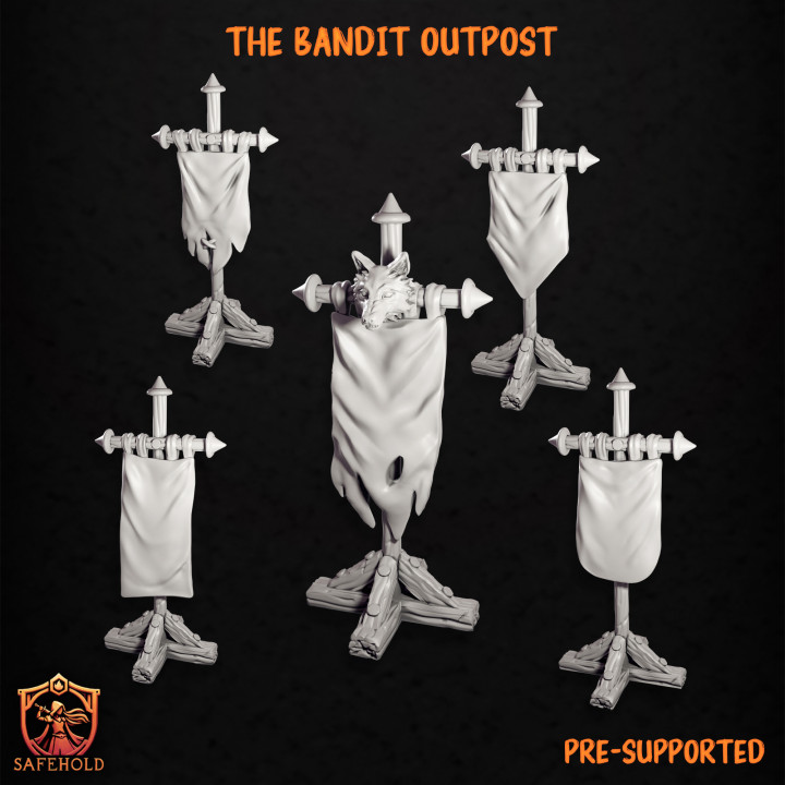 3D Printable The Bandit Outpost: Banners by Safehold