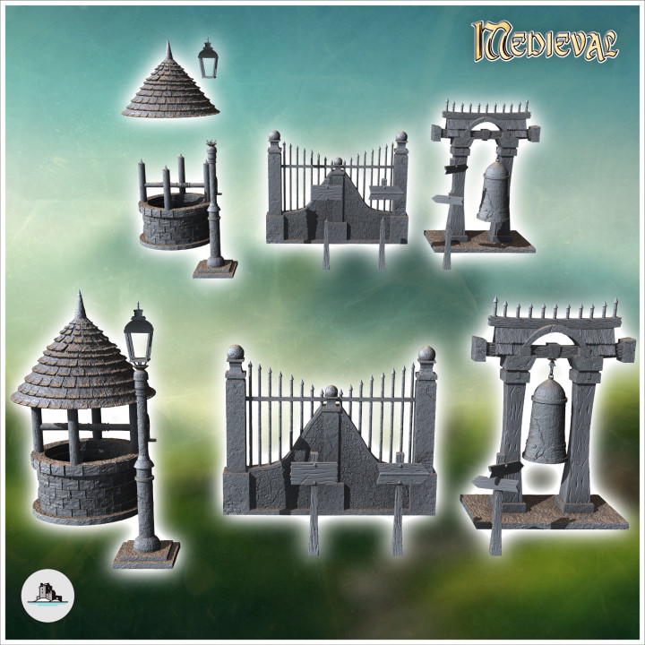 3D Printable Medieval accessory set for indoors with furniture and bed ...