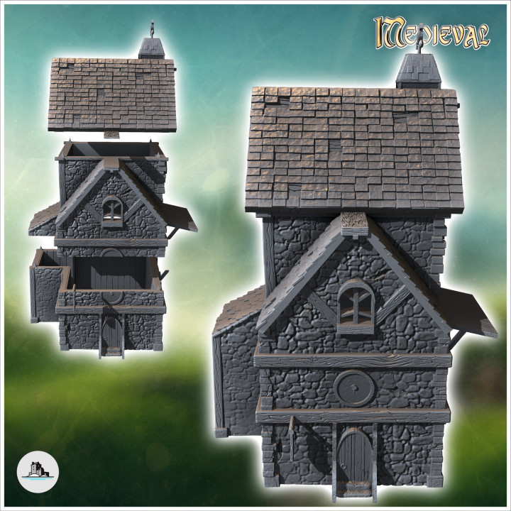 3D Printable Medieval store with entrance sign and fireplace (7 ...