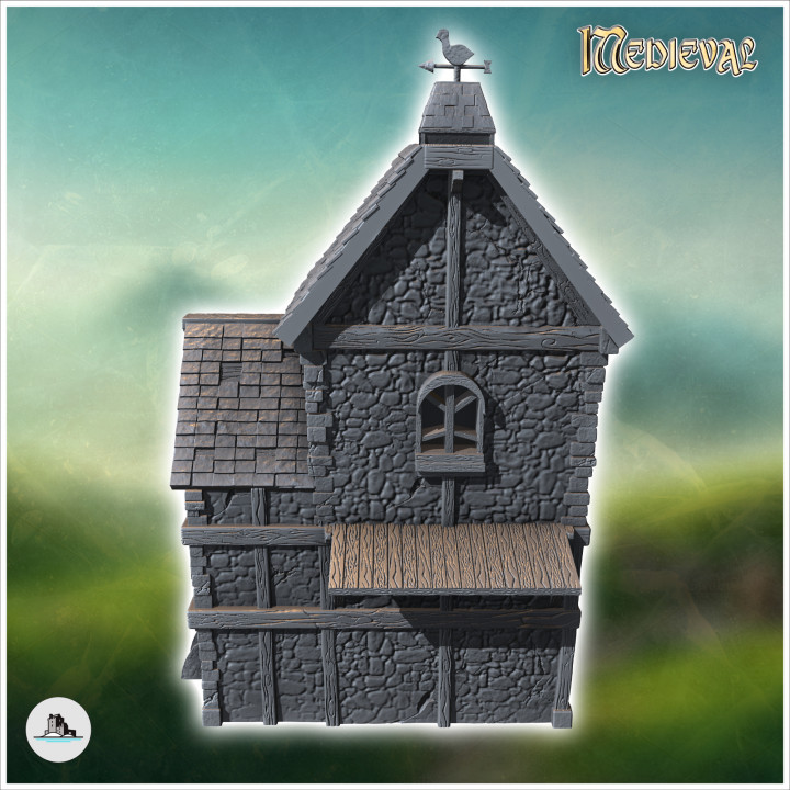 3D Printable Medieval store with entrance sign and fireplace (7 ...