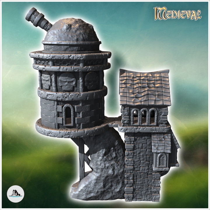 3D Printable Medieval observatory with dome and wooden pontoon (33 ...