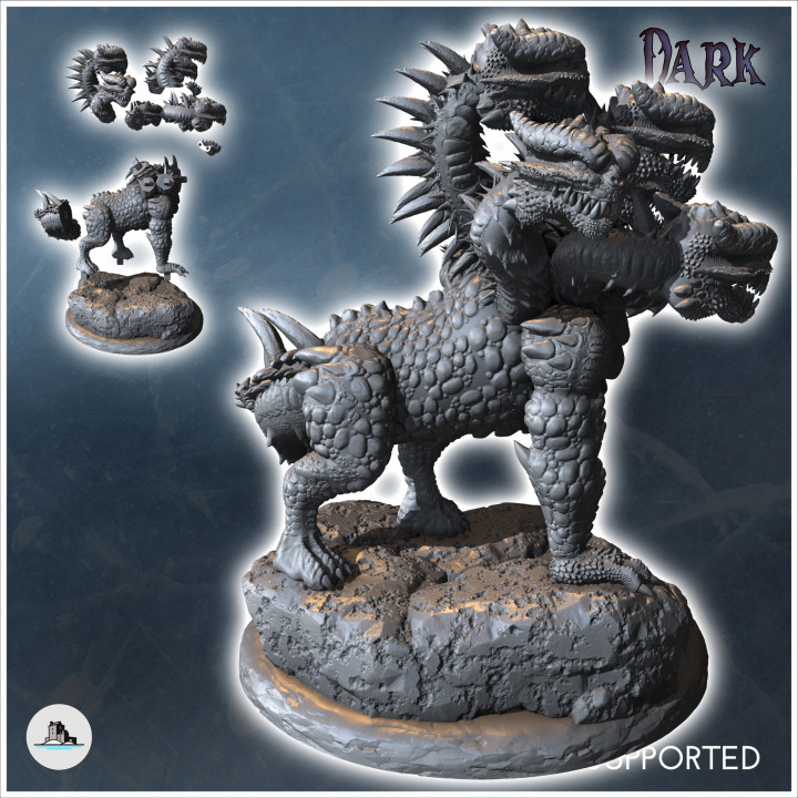 3D Printable Eight-headed spiked dragon (31) - Medieval Dark Chaos ...