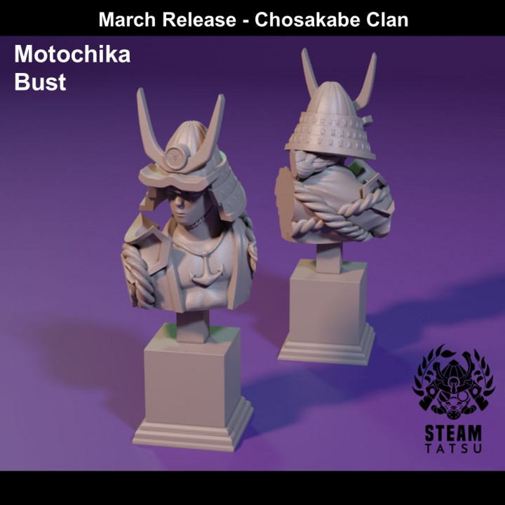3D Printable Motochika Bust by Steam Tatsu