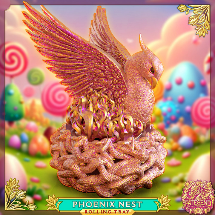 3D Printable Phoenix Nest - Dice Vault & Dice Rolling Tray by FatesEnd