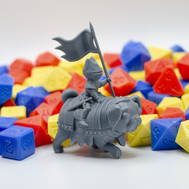 3D Printable Battle Pug! Pug Mount + Knight (includes unmounted ...