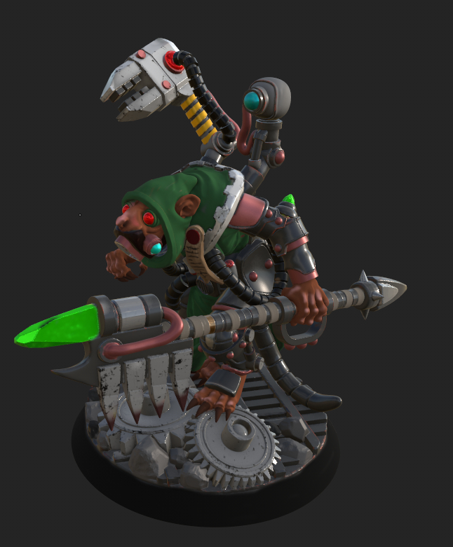 3D Printable DARK FUTURE CYBER ENGINEER RAT by vinciminiatures