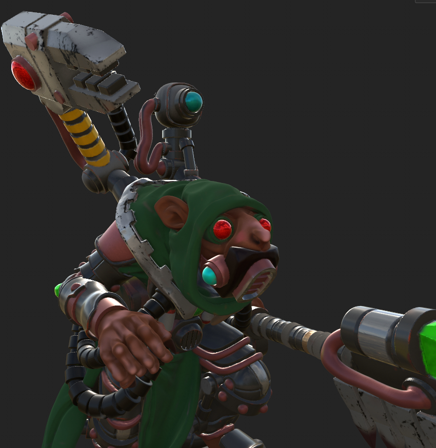 3D Printable DARK FUTURE CYBER ENGINEER RAT by vinciminiatures