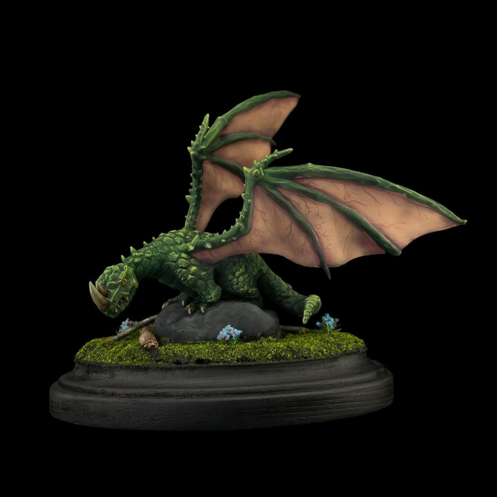 3D Printable Young Green Dragon by Nyverdale Tabletop