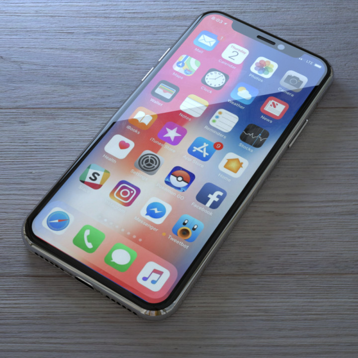 3D Printable IphoneX model 3D by kostenloseklingeltone