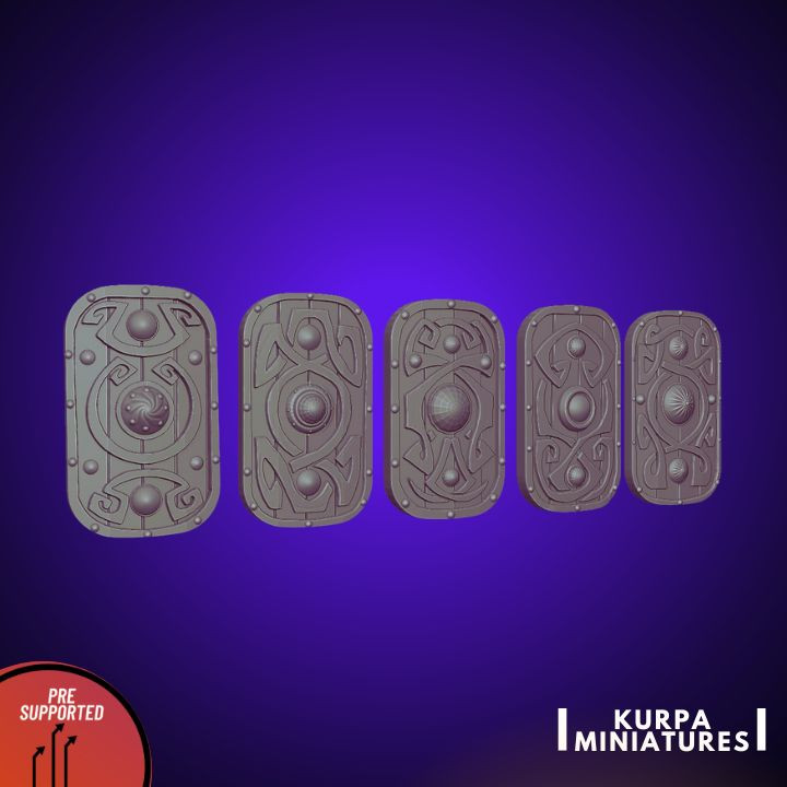 3D Printable Dwarf Tower Shields by Kurpa Miniatures