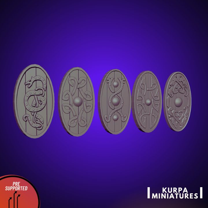 3D Printable Dwarf Oval Shields by Kurpa Miniatures