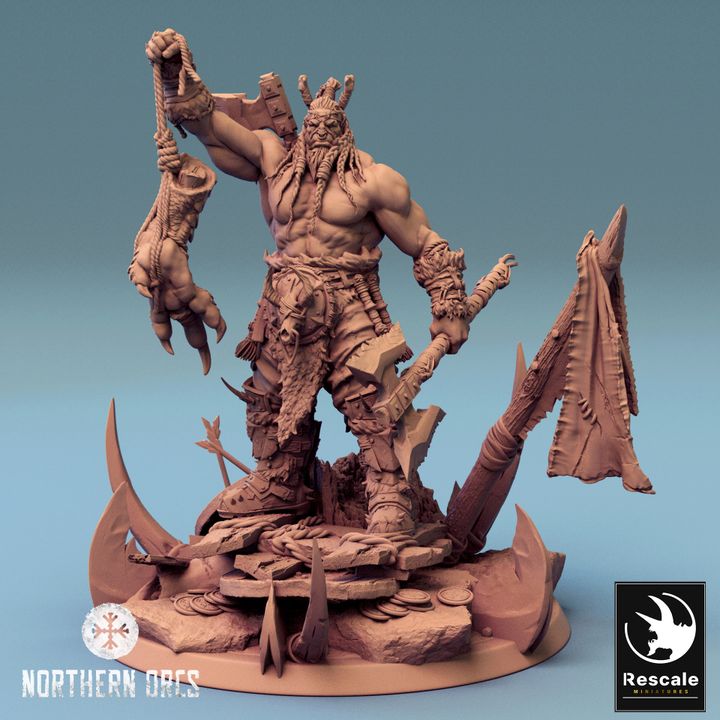 3D Printable Orc King Azhrog Chief by Rescale Miniatures