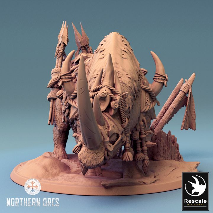 3D Printable Northern Rhino Stand by Rescale Miniatures
