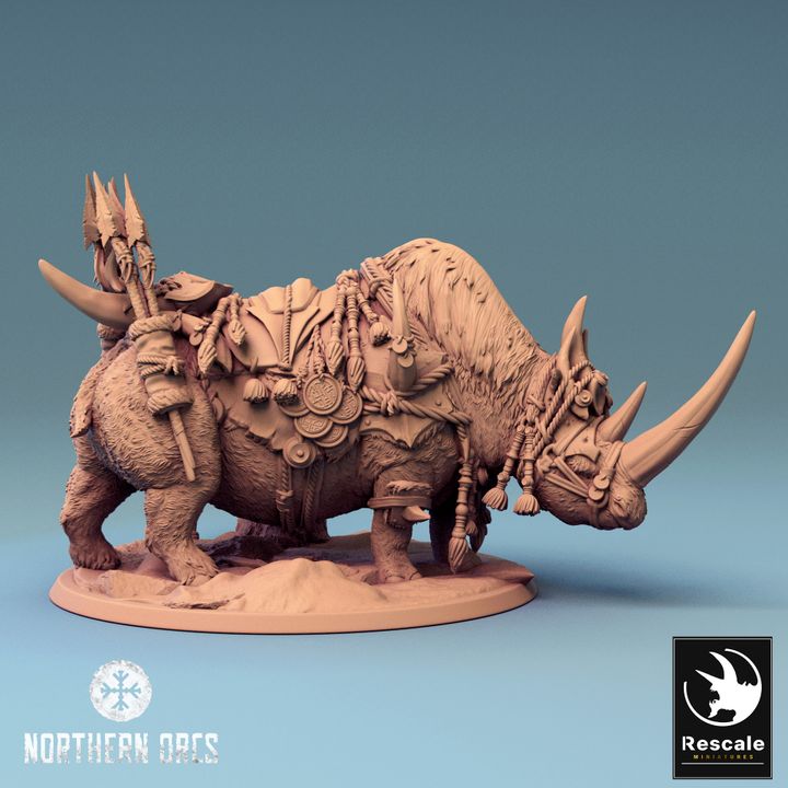 3D Printable Northern Rhino Stand by Rescale Miniatures