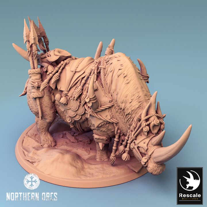 3D Printable Northern Rhino Stand by Rescale Miniatures