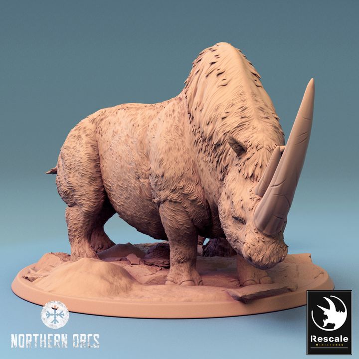 3D Printable Northern Rhino Stand by Rescale Miniatures