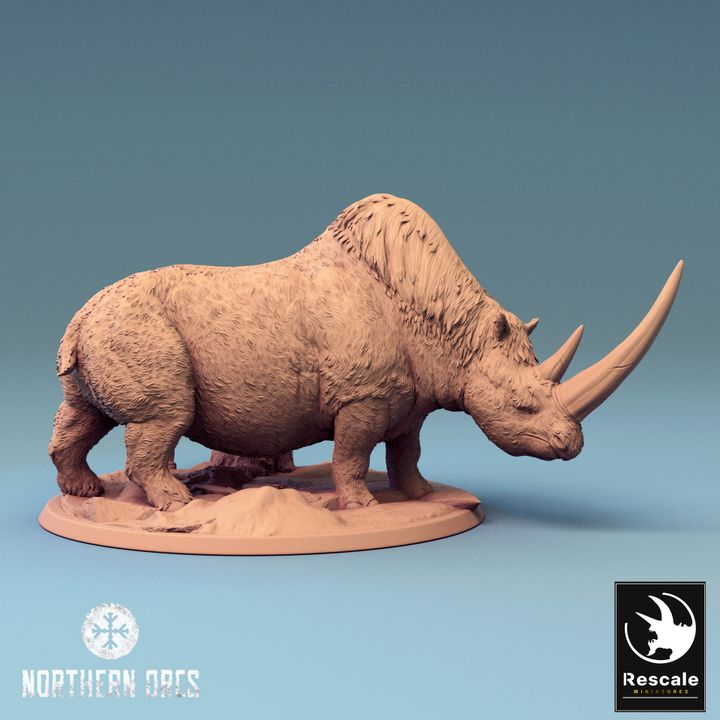 3D Printable Northern Rhino Stand by Rescale Miniatures