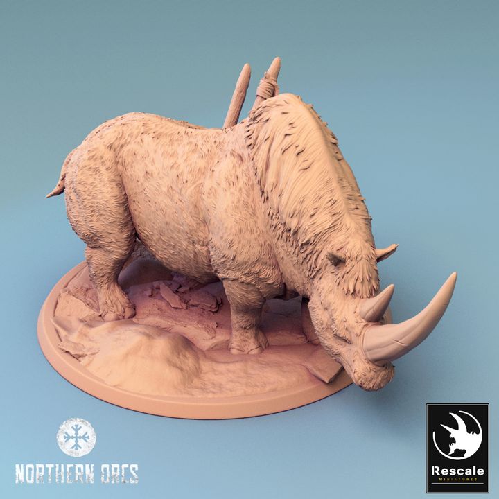 3D Printable Northern Rhino Stand by Rescale Miniatures