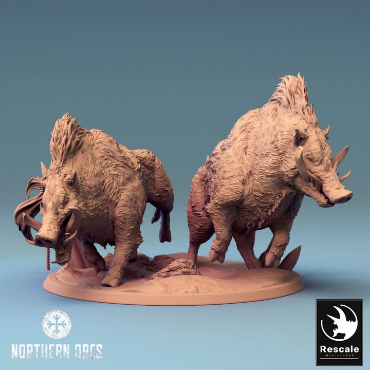 3D Printable Pack Boars by Rescale Miniatures