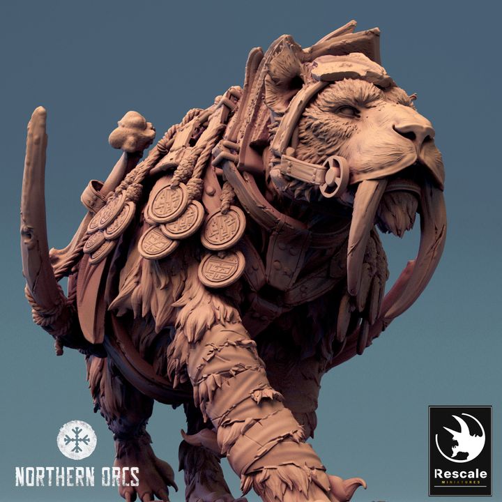 3D Printable Saber-toothed tiger, Gelidus Felix Walk by Rescale Miniatures