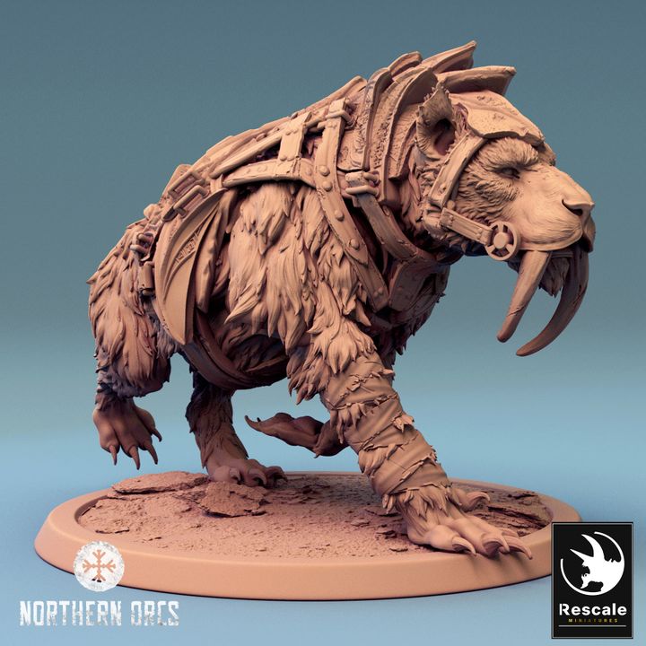 3D Printable Saber-toothed tiger, Gelidus Felix Walk by Rescale Miniatures