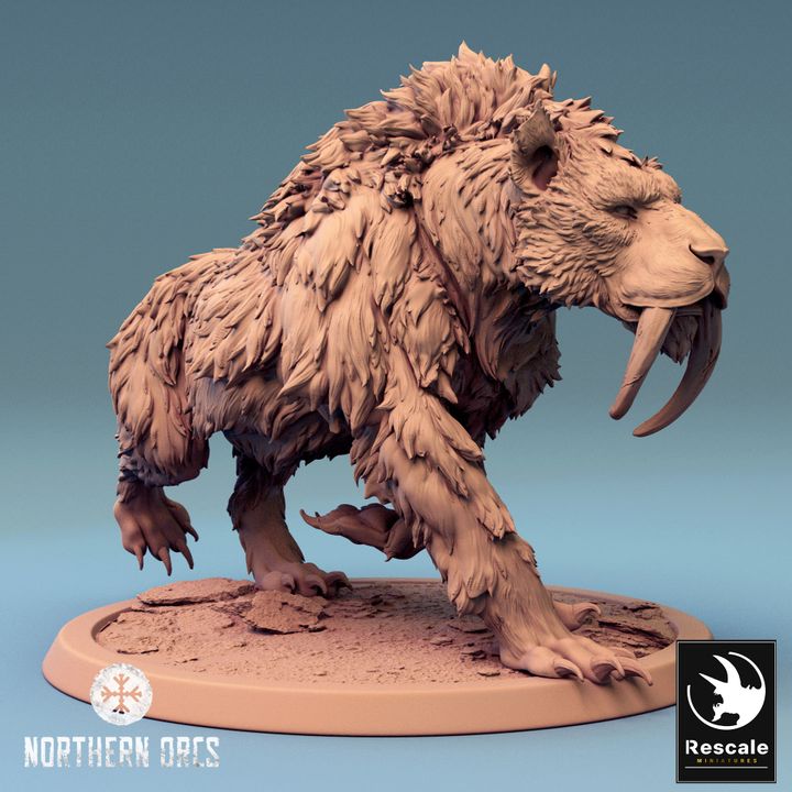 3D Printable Saber-toothed tiger, Gelidus Felix Walk by Rescale Miniatures