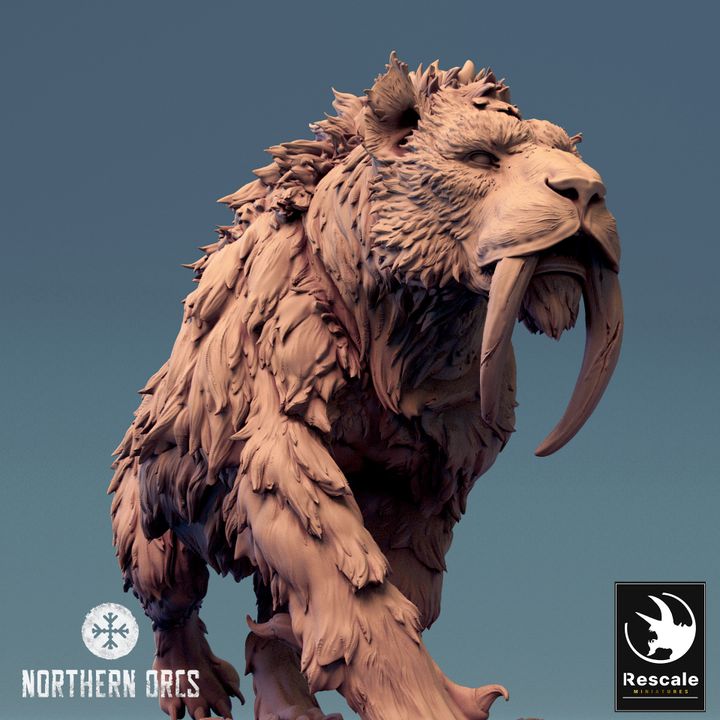 3D Printable Saber-toothed tiger, Gelidus Felix Walk by Rescale Miniatures