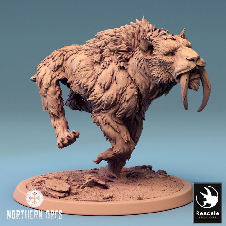 3D Printable Saber-toothed tiger, Gelidus Felix Run by Rescale Miniatures