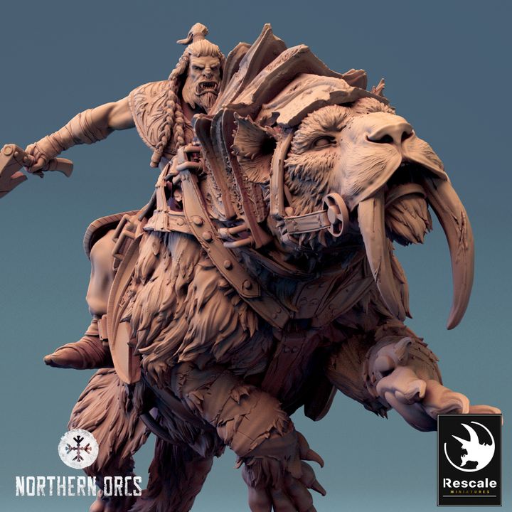 3D Printable Saber-toothed tiger, Gelidus Felix Leap by Rescale Miniatures