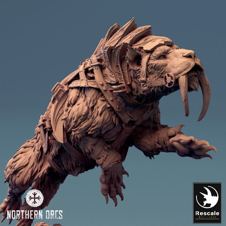 3D Printable Saber-toothed tiger, Gelidus Felix Leap by Rescale Miniatures