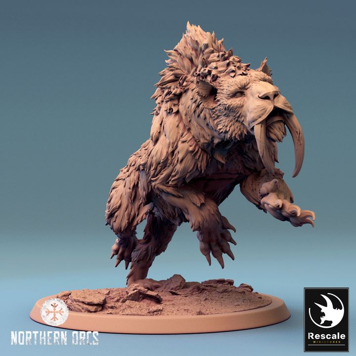 3D Printable Saber-toothed tiger, Gelidus Felix Leap by Rescale Miniatures