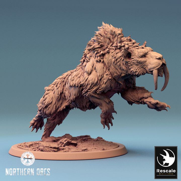 3D Printable Saber-toothed tiger, Gelidus Felix Leap by Rescale Miniatures