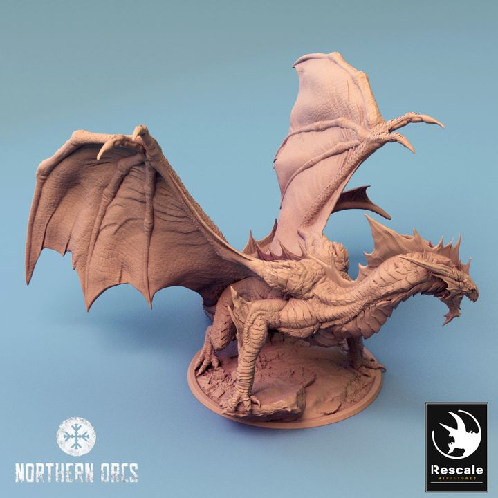3D Printable Legendary Metallic Silver Dragon Landed by Rescale Miniatures