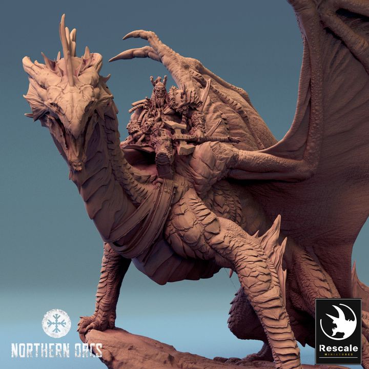 3D Printable Legendary Metallic Silver Dragon Landed by Rescale Miniatures
