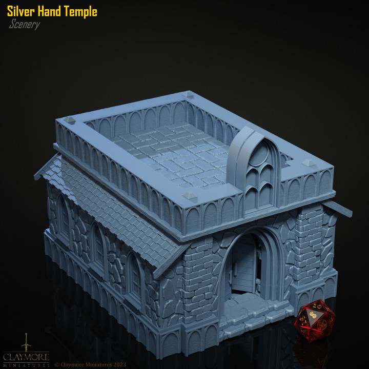 3D Printable Silver Hand Temple by Claymore Miniatures