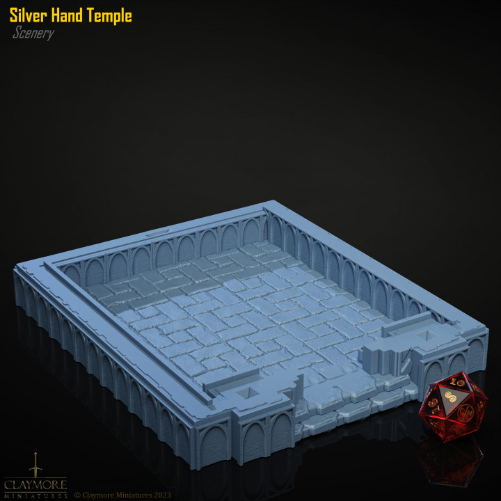 3D Printable Silver Hand Temple by Claymore Miniatures