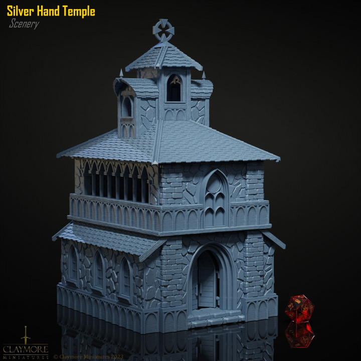3D Printable Silver Hand Temple by Claymore Miniatures