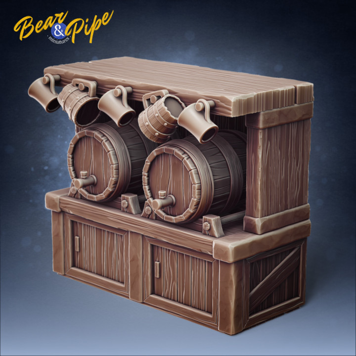 3D Printable Outlaw Village - Beer Tap Barrel by Bear & Pipe