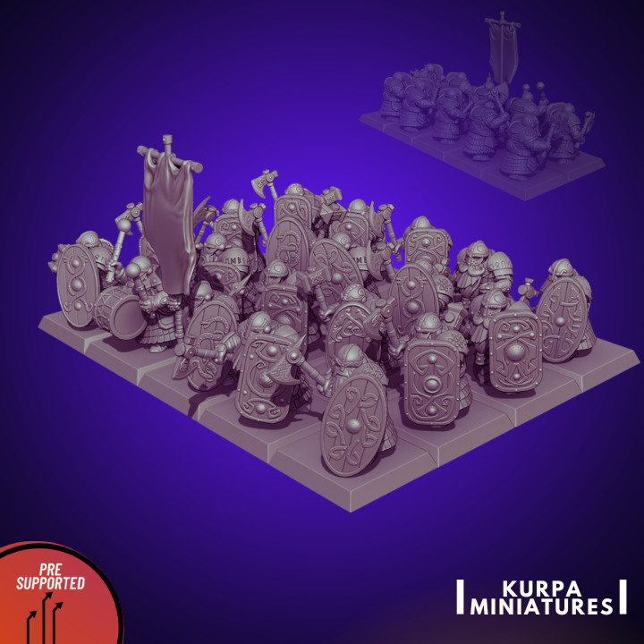 3D Printable Dwarf warrior kit by Kurpa Miniatures