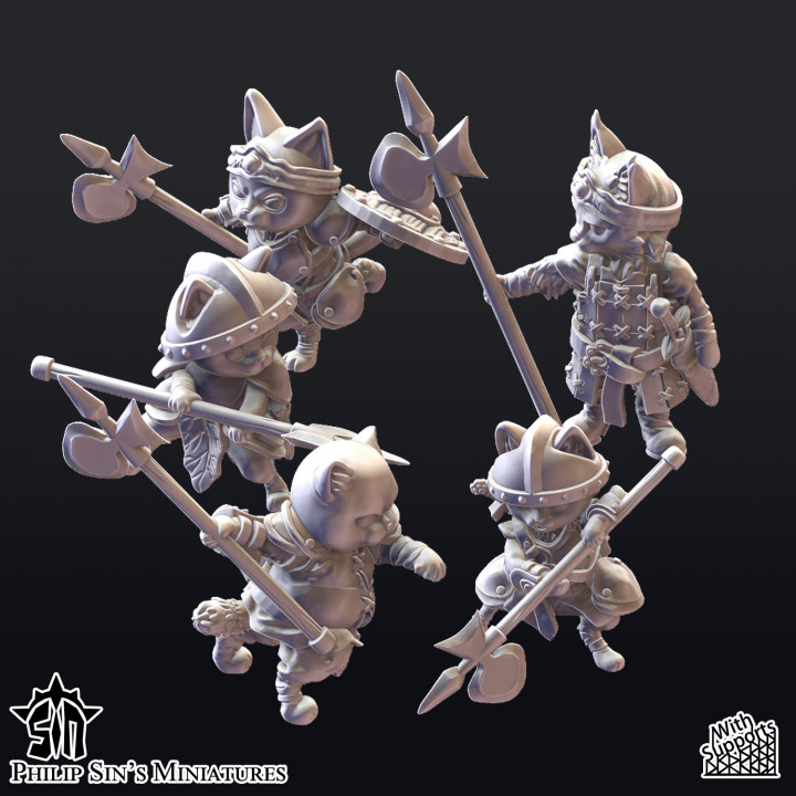 3D Printable Seasoned Cat Adventurers (with 5 weapon options) by Sin's ...