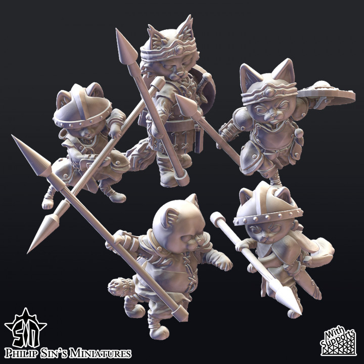3D Printable Seasoned Cat Adventurers (with 5 weapon options) by Sin's ...