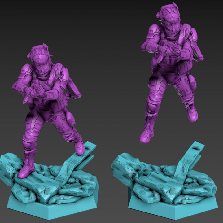 3D Printable Mech Pilot Spooky 100mm and 32mm by Extra Guy